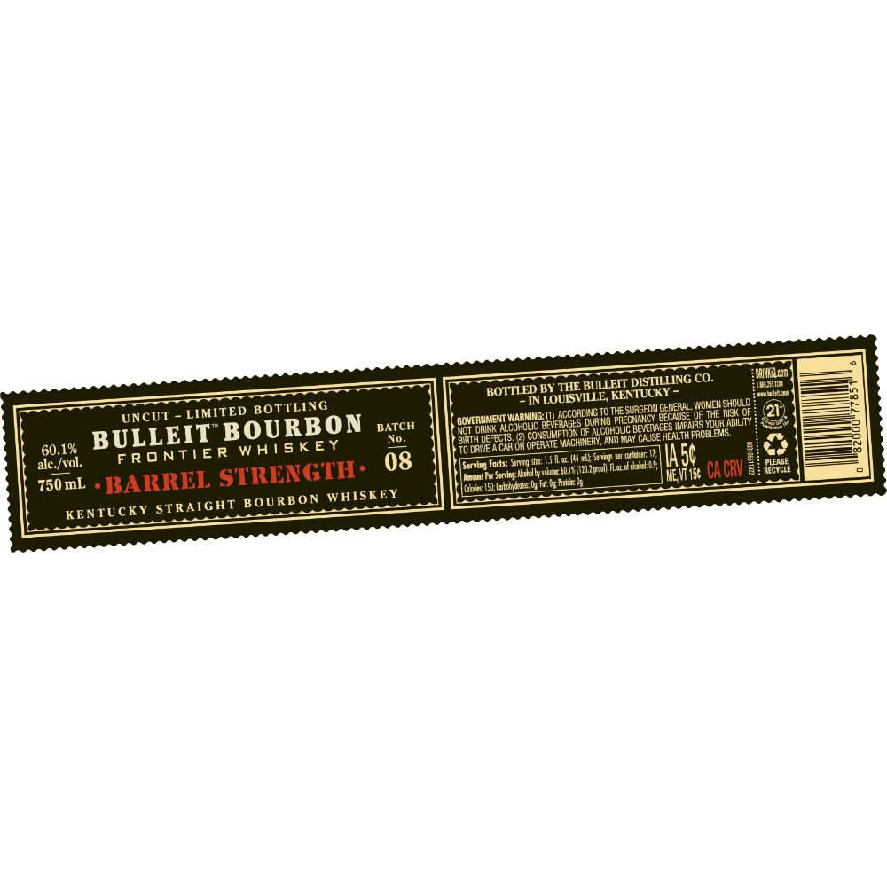Bulleit Bourbon Barrel Strength Batch #8 Whiskey – You Booze