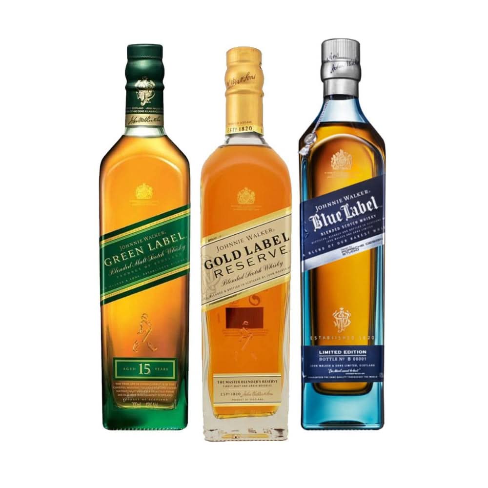 Johnnie Walker Color Trifecta (Blue Label, Gold Label, Green Label ...