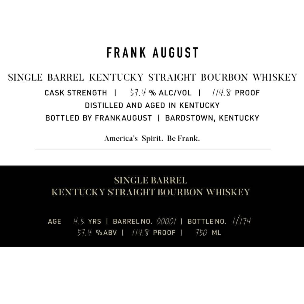 Frank August 4.5 Year Old Single Barrel Bourbon Whiskey – You Booze